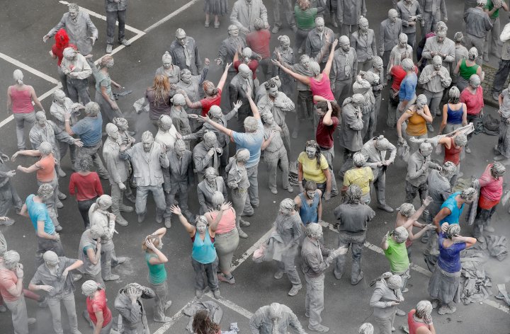 Zombie-like protesters march through Hamburg ahead of G20 Summit: In ...