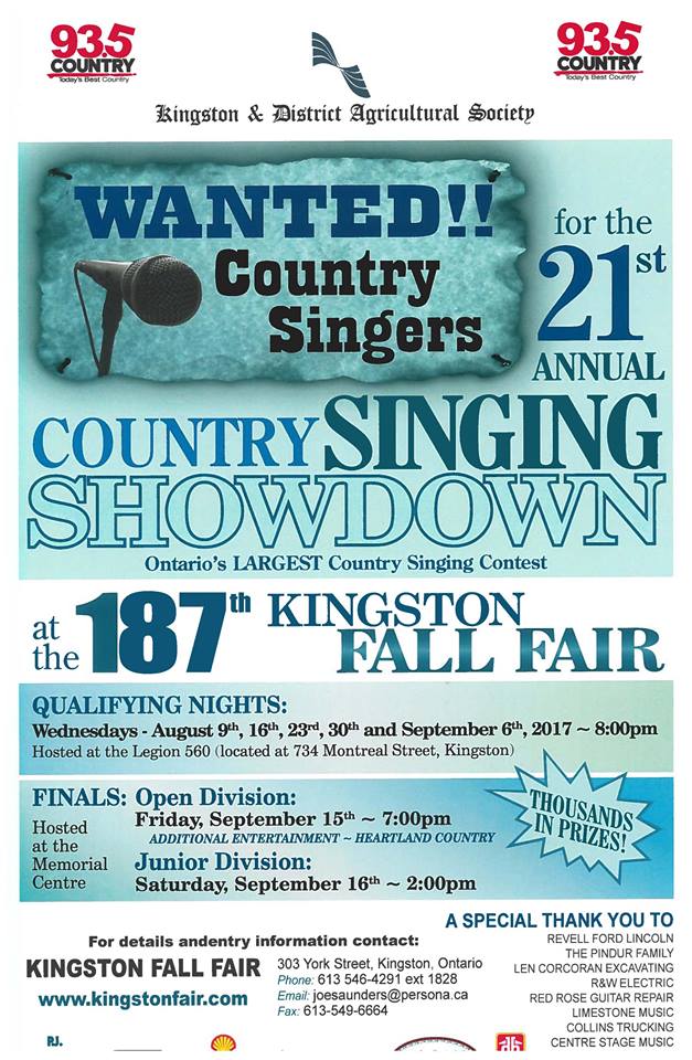 Kingston Fall Fair Country Singing Showdown- Qualifying - GlobalNews Events