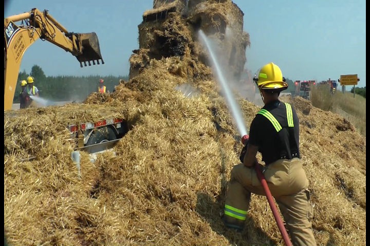 Hay truck fire forces closure of Highway 401 lanes near Grafton ...