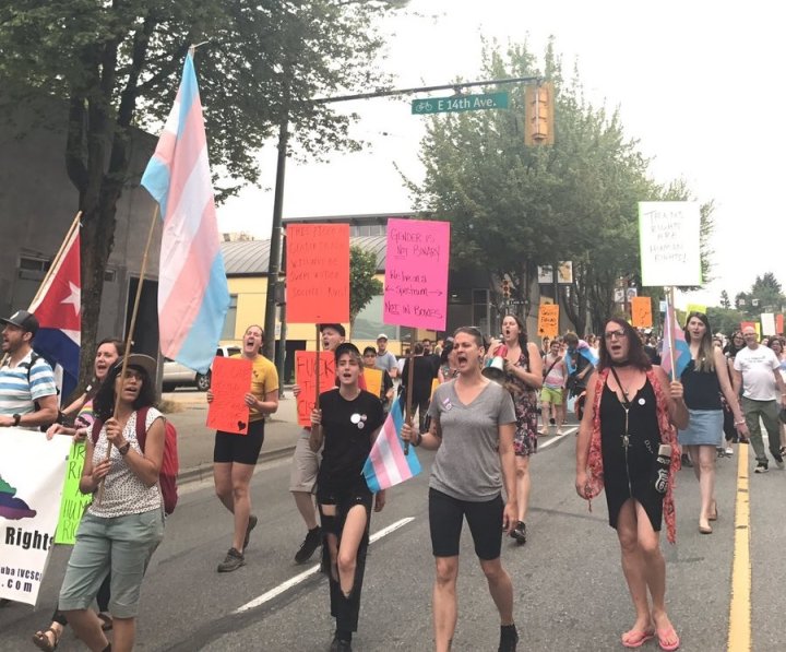 Trans March for equality held in East Vancouver park | Globalnews.ca