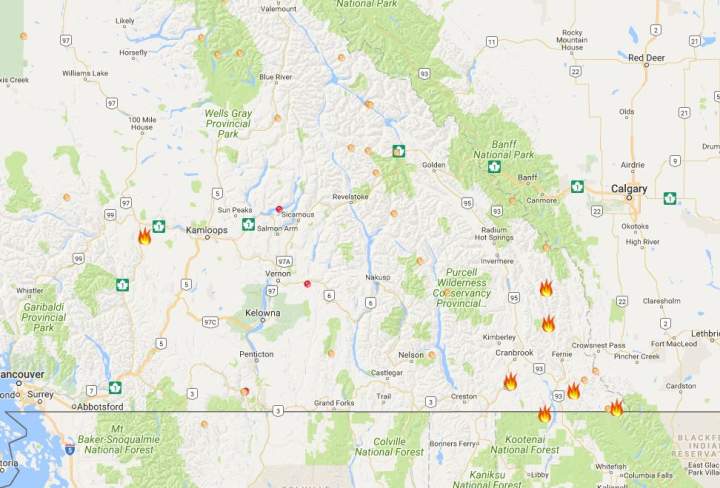 B.C. wildfires map 2017: Current location of wildfires around the ...