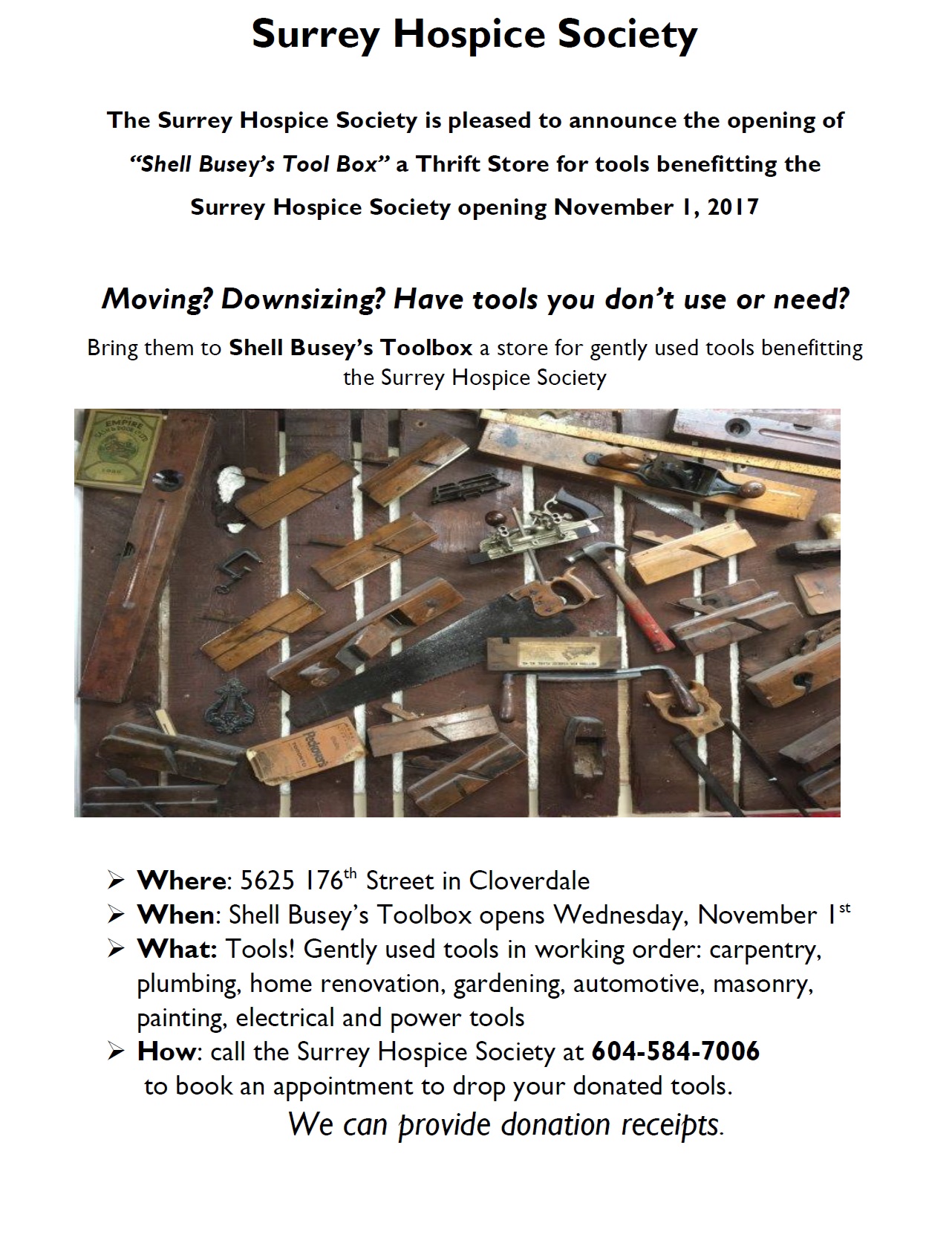 Shell Busey’s Toolbox Thrift Store in support of Surrey Hospice ...