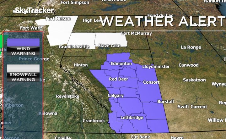 Wind warning issued for most of central and southern Alberta ...