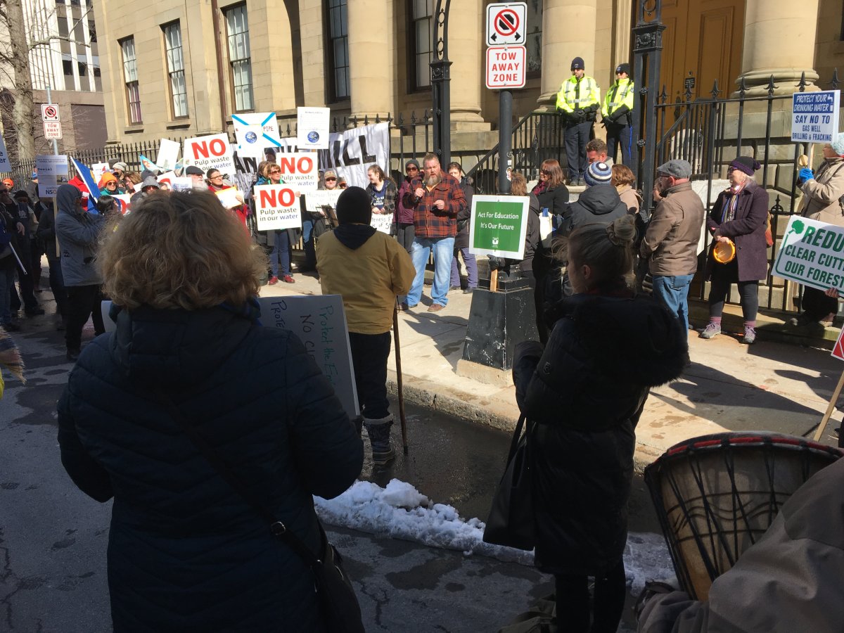 Protesters rally outside Province House as spring sitting begins ...
