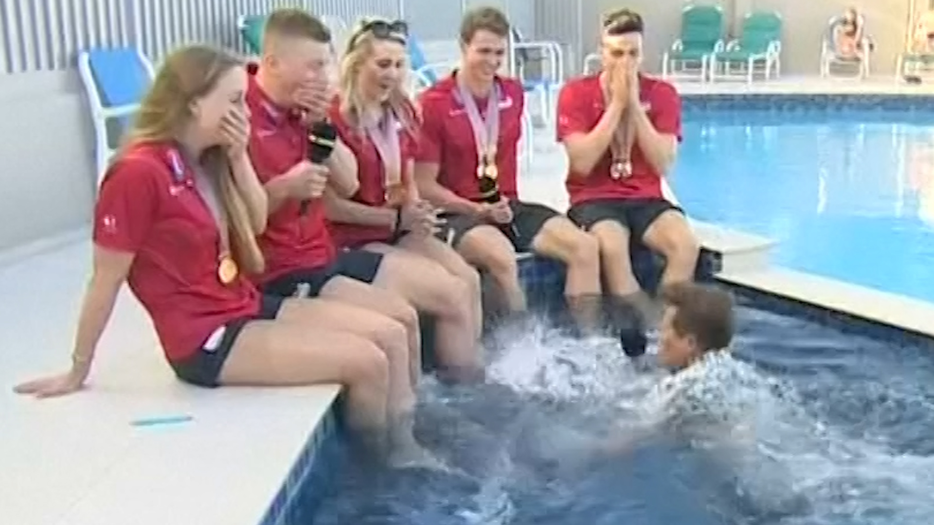 News blooper: Reporter trips, falls into swimming pool during live ...
