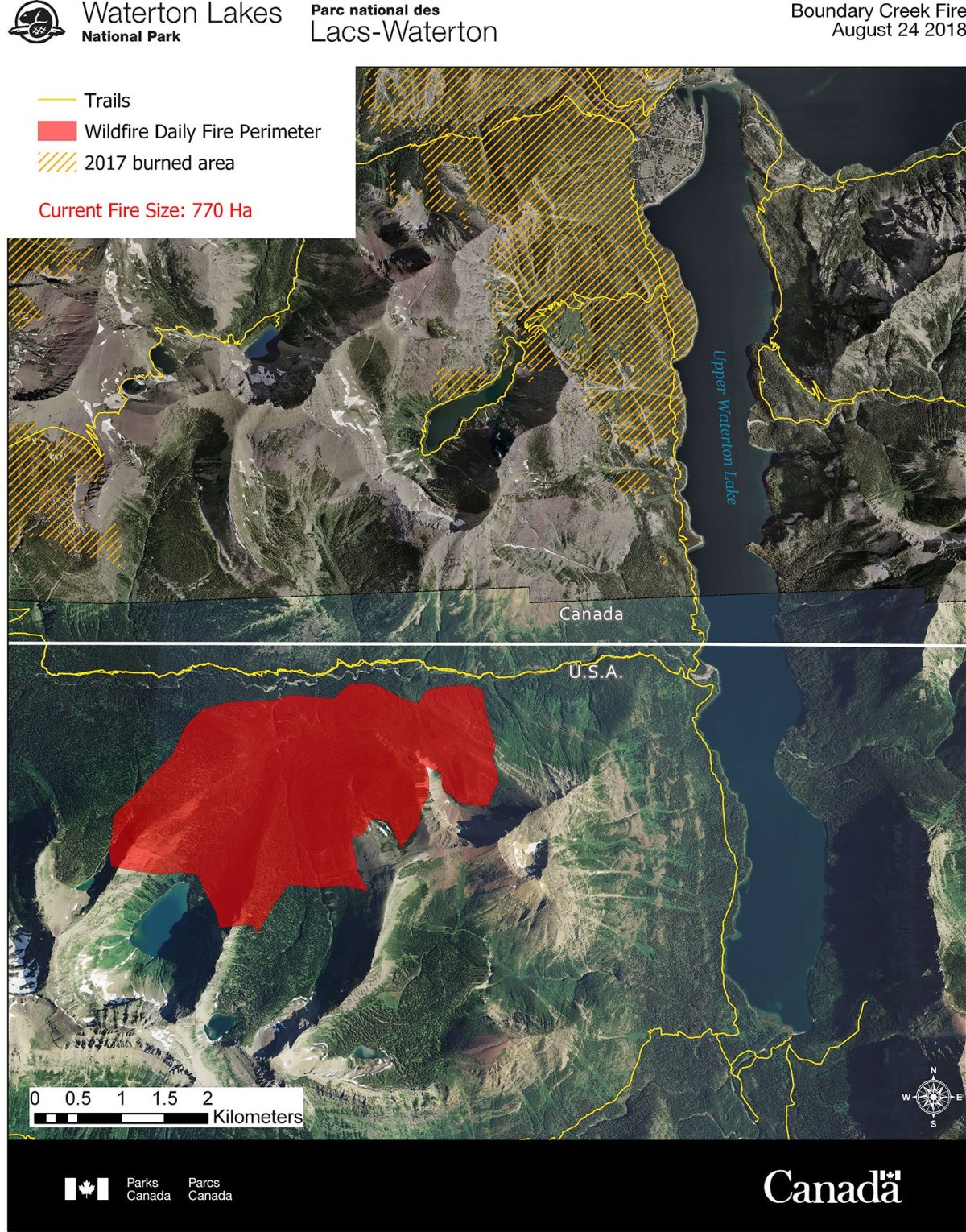 Wildfire prompts evacuation alert for people in Waterton Lakes National ...