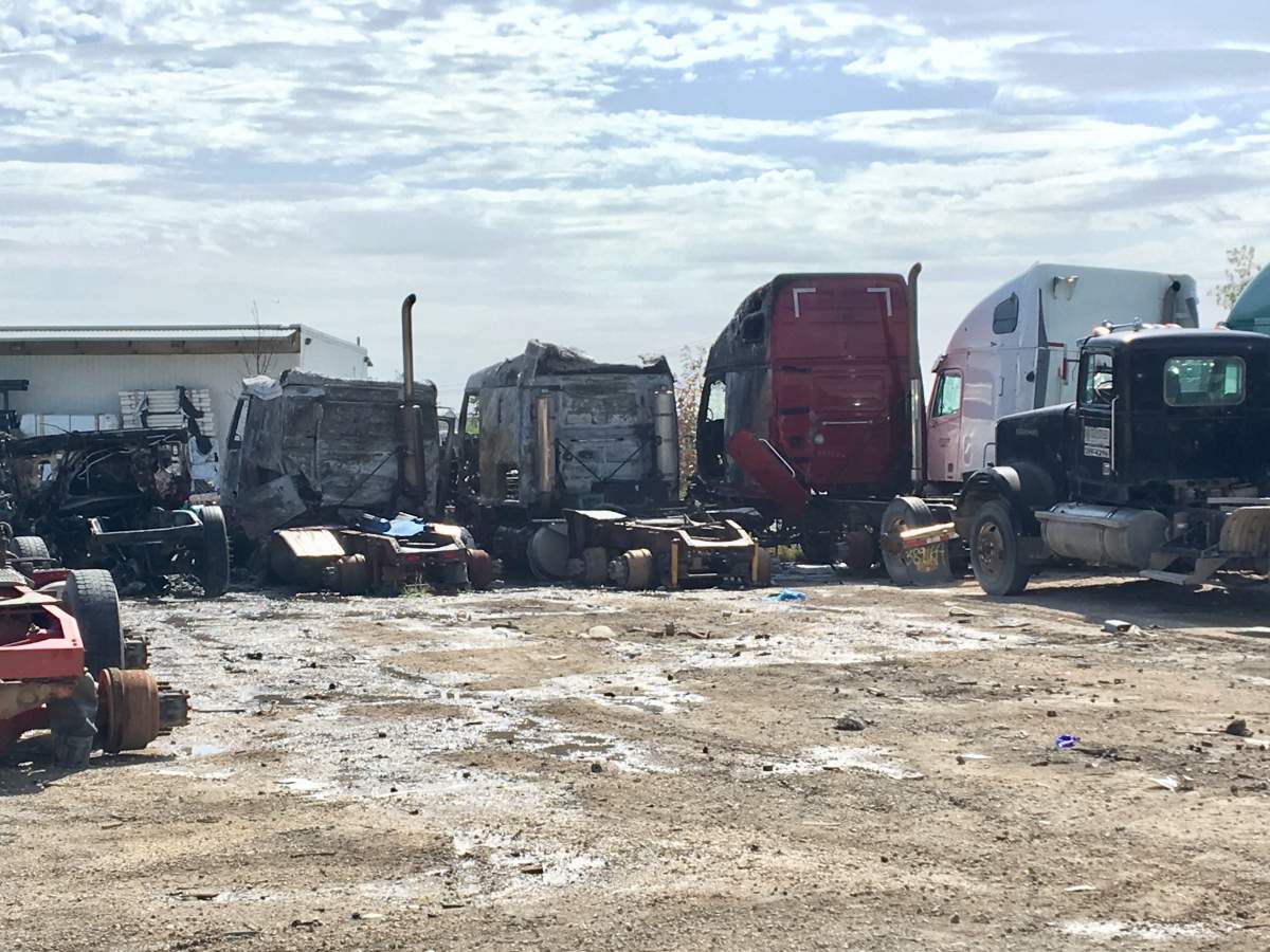 Fire at vehicle compound in Winnipeg sends black smoke into sky ...