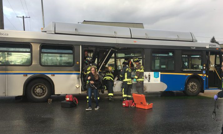 Passengers injured after collision between truck and TransLink bus - BC ...