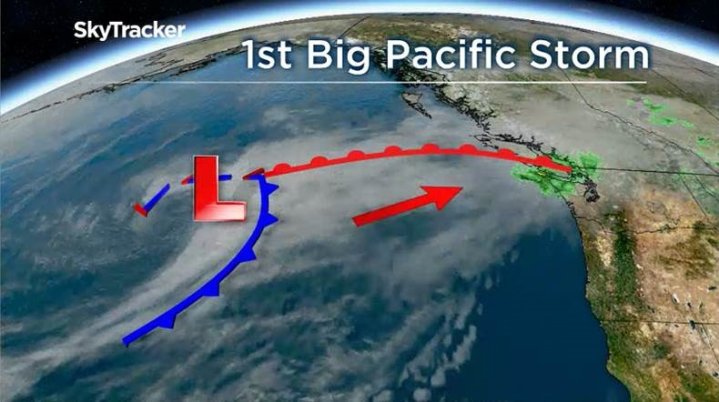 Break out the galoshes, the first Pacific storm of the season is here ...