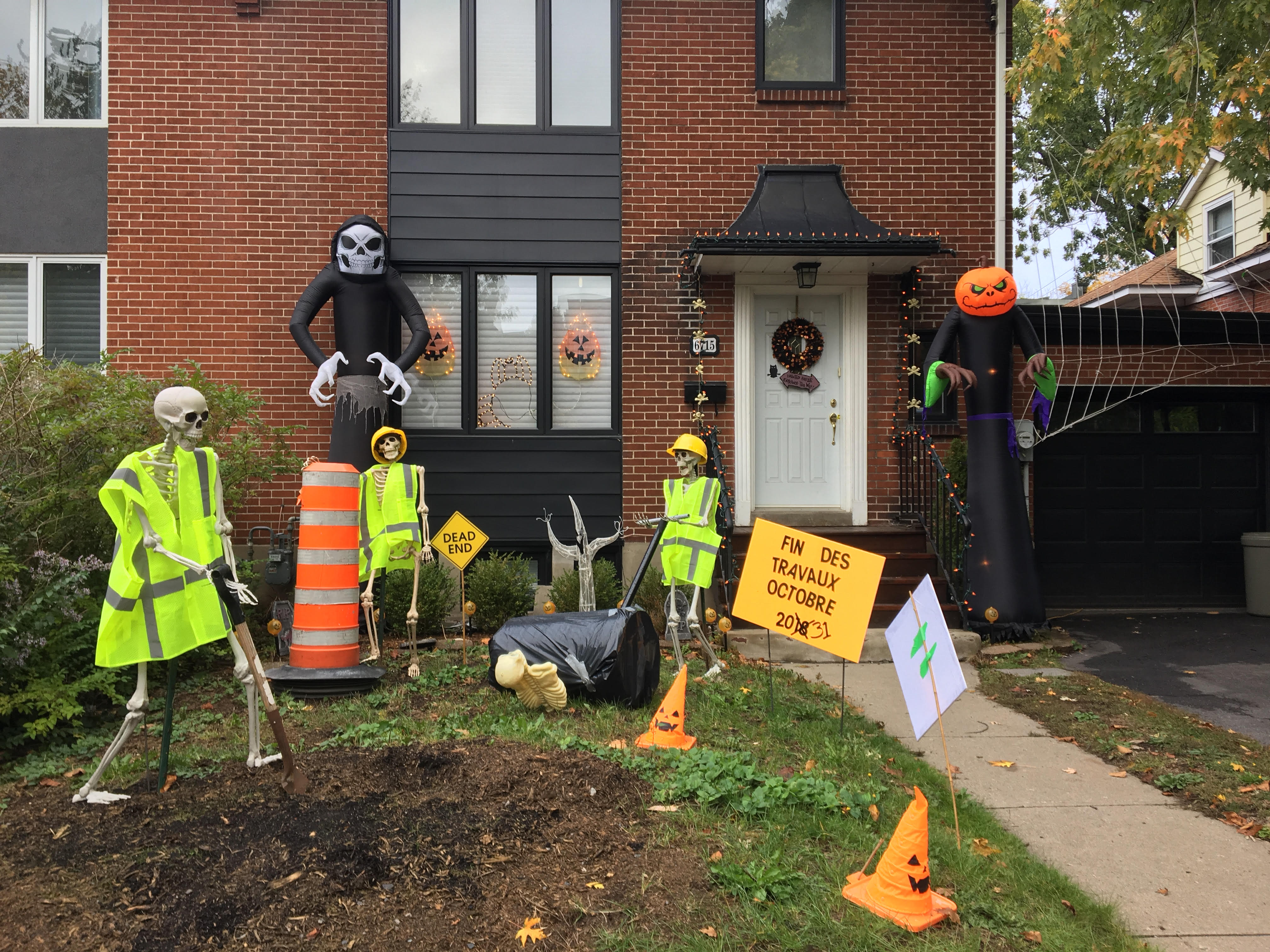 Construction-themed NDG Halloween display turning heads, eliciting ...