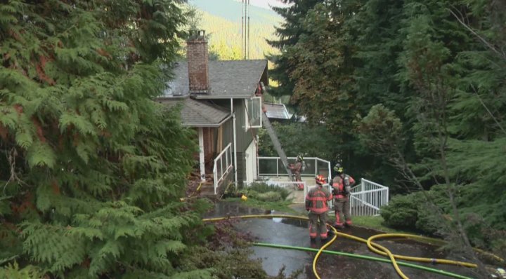 Firefighter hurt in fall from ladder battling West Vancouver house fire ...