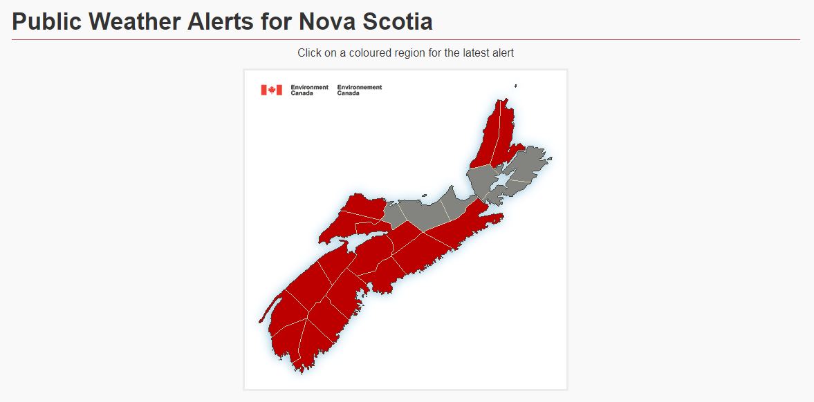 Wind, rainfall warnings in effect for much of the Maritimes ...