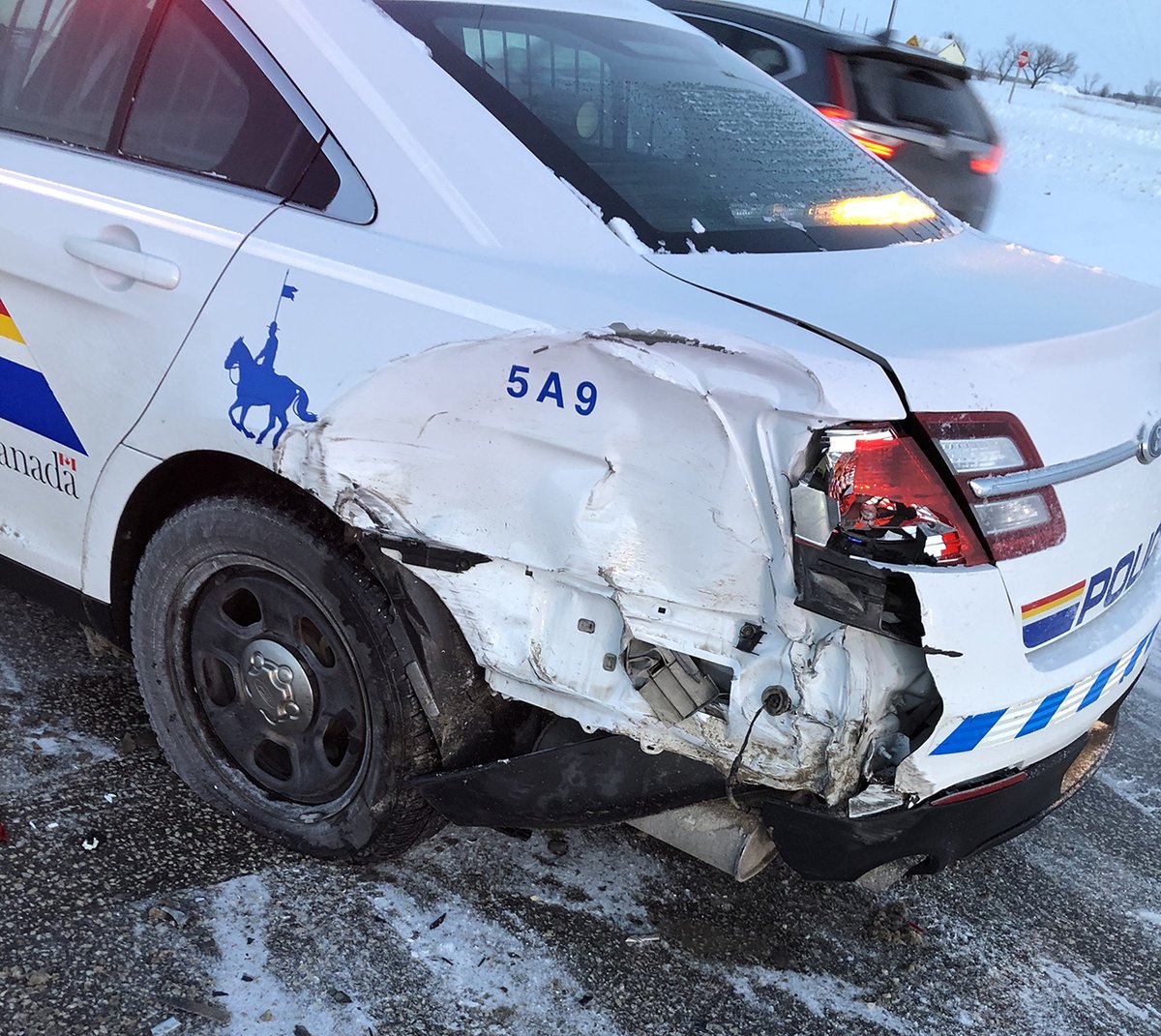 RCMP cruiser stopped at Manitoba crash site rear-ended by passing semi ...