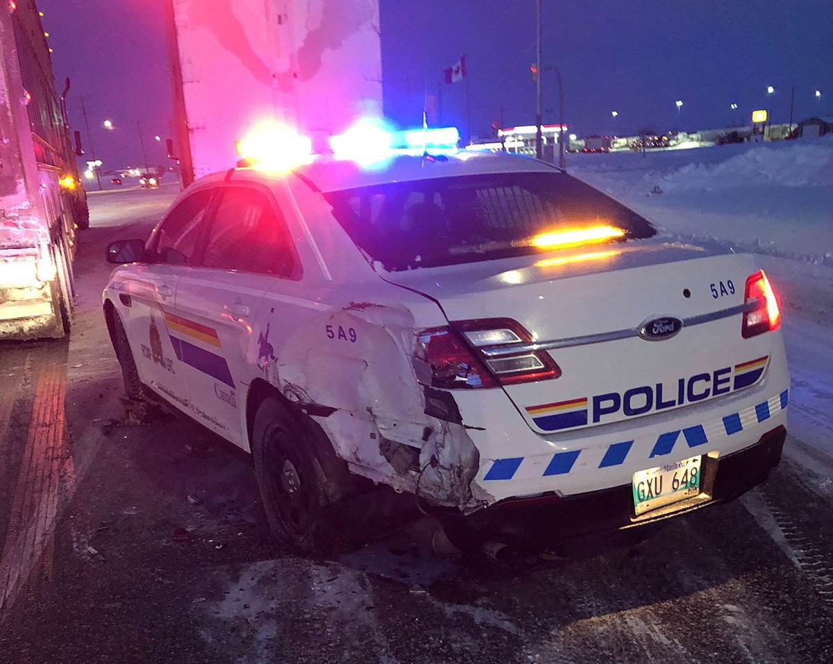 RCMP cruiser stopped at Manitoba crash site rear-ended by passing semi ...