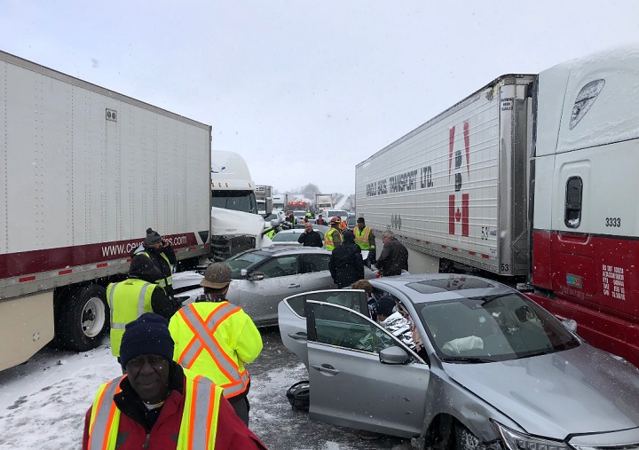 Westbound Hwy. 401 reopened in Milton after multi-vehicle pile-up ...