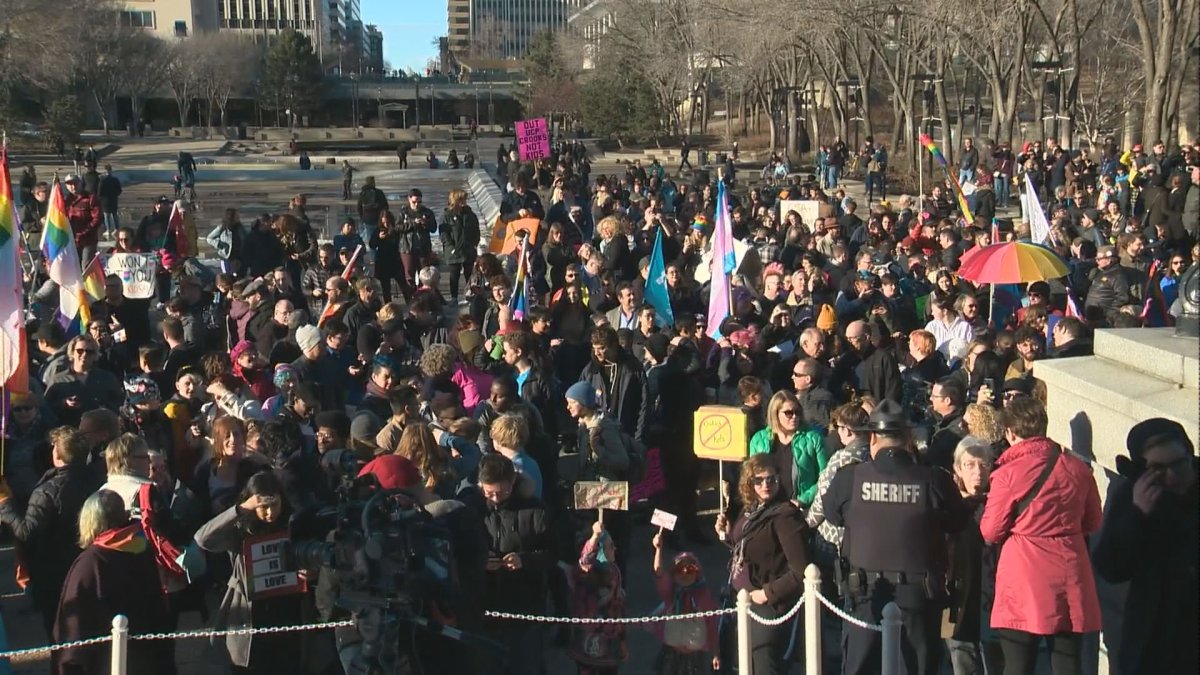 Albertans rally in support of current GSA rules after UCP education ...