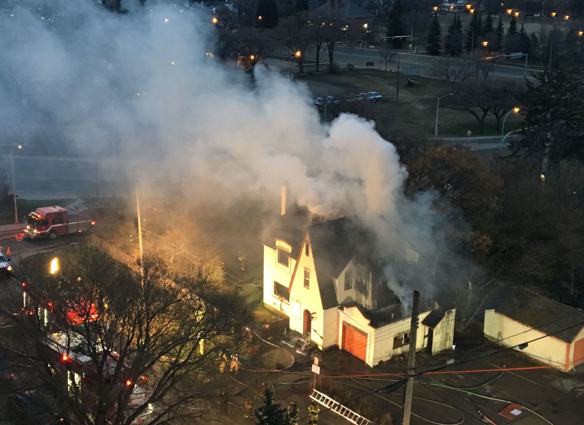 Downtown Edmonton abandoned house fire lights up morning sky - Edmonton ...