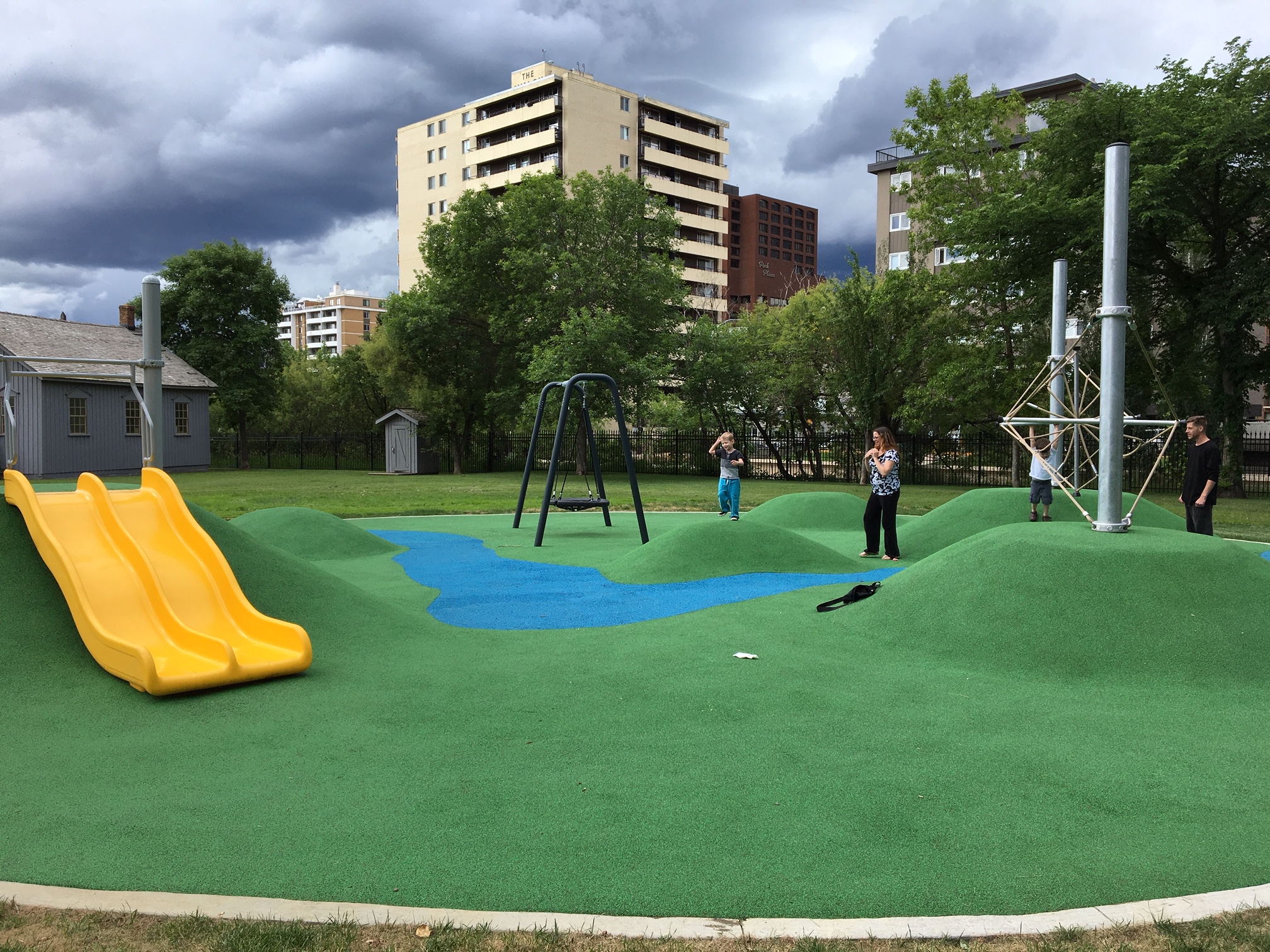 Families take advantage of downtown Edmonton’s first playground ...
