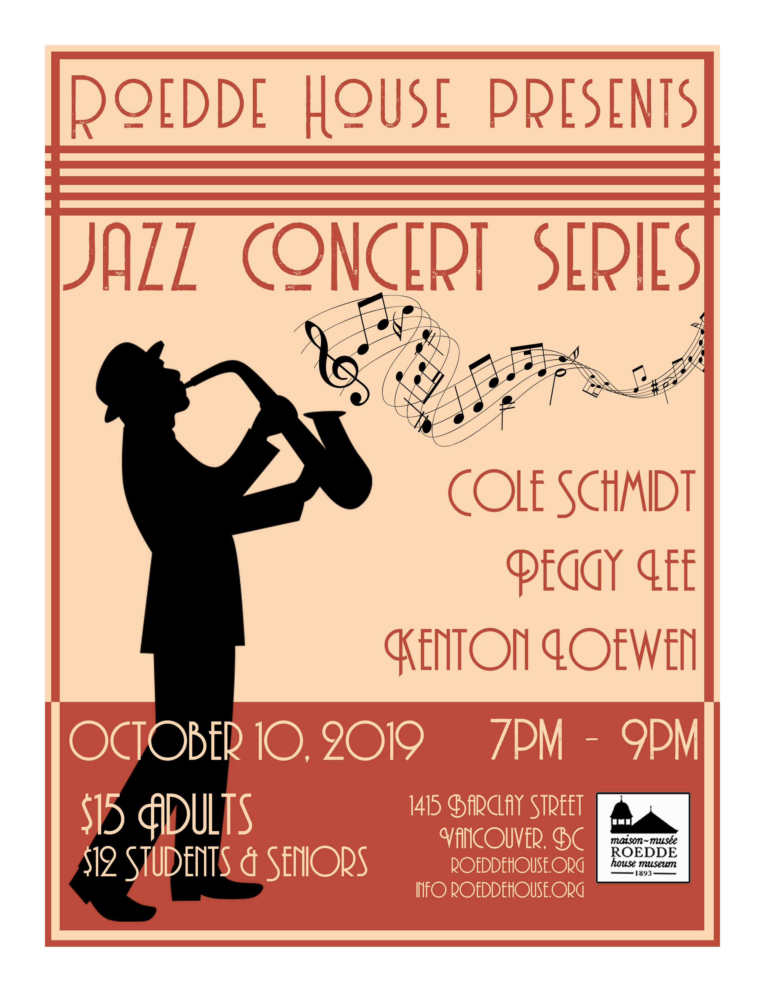Roedde House Jazz Series Presents Cole Schmidt, Peggy Lee, and Kenton ...