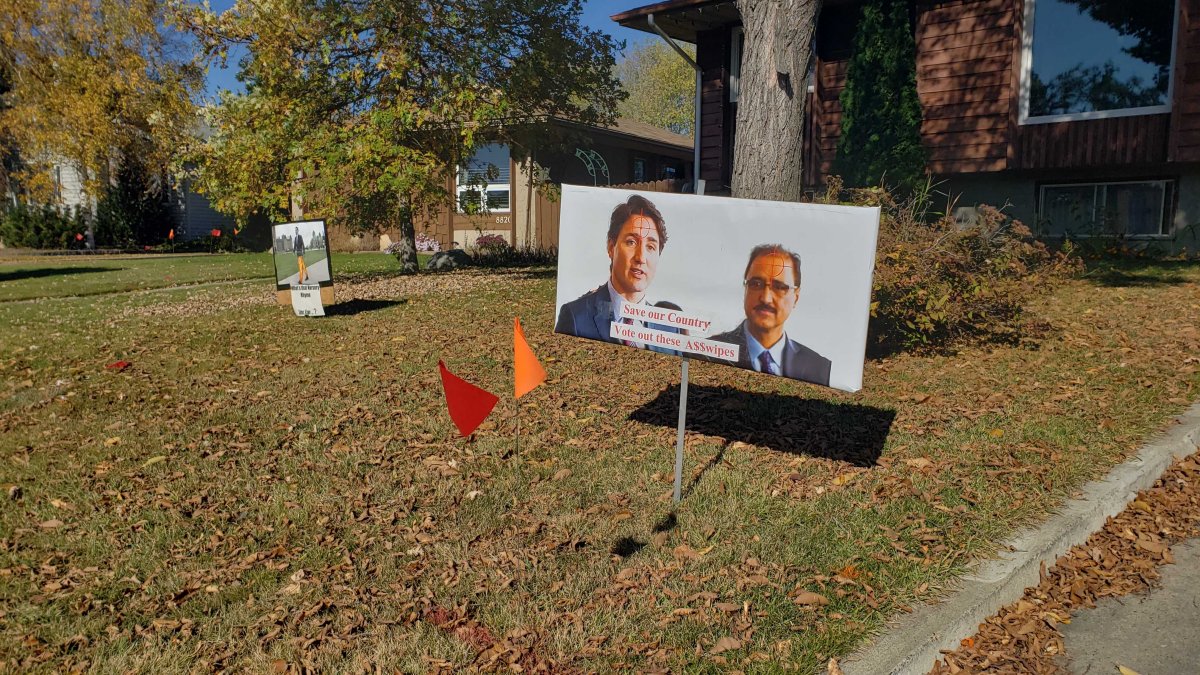 Edmonton lawn sign shows Trudeau, Sohi with targets on their heads ...