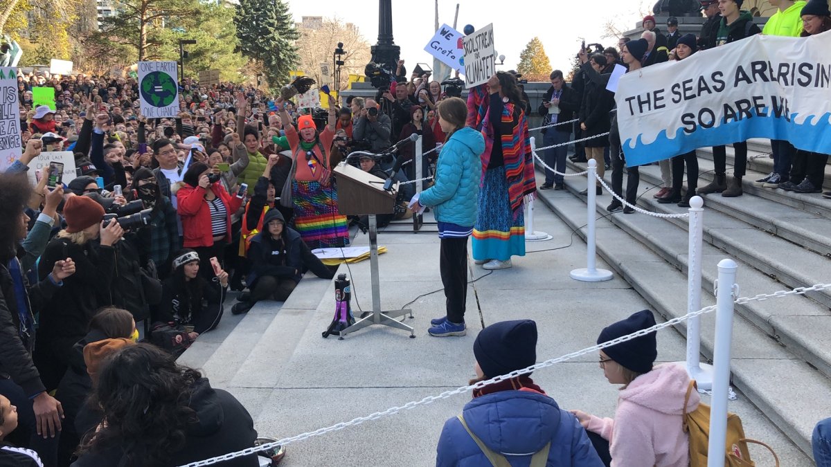 Thousands rally with Greta Thunberg at Alberta legislature for climate ...