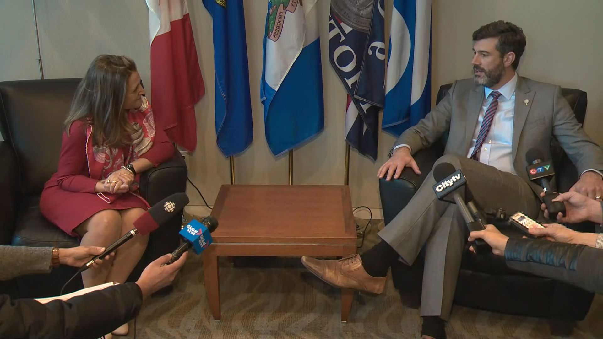 Deputy Prime Minister Chrystia Freeland meets with Edmonton Mayor Don ...