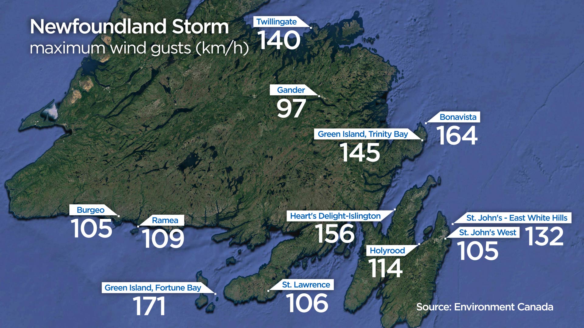 Highest snowfall observed in N.L. storm was 93 cm: Environment Canada ...