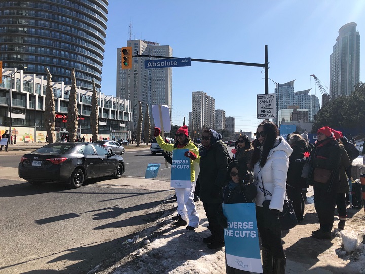 Thousands of teachers, education workers strike along 30 km route in ...