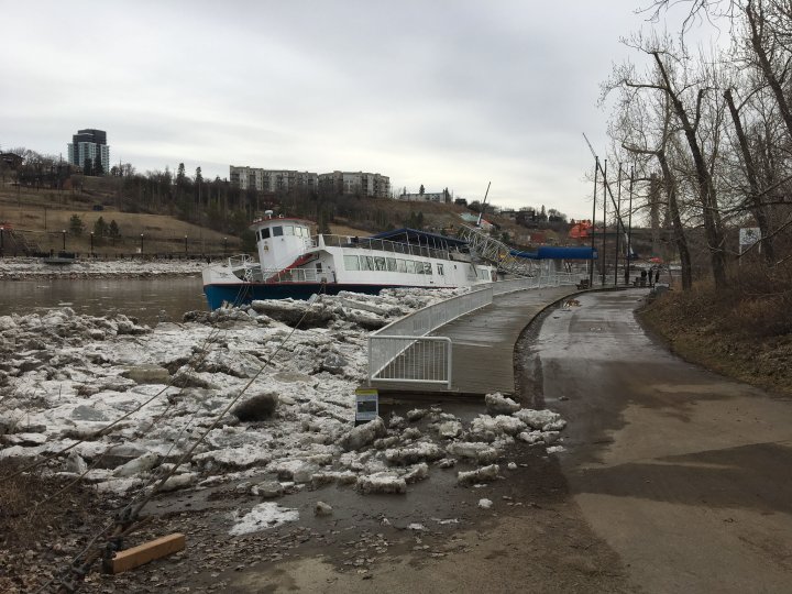 Part of Edmonton Riverboat submerged in North Saskatchewan River ...