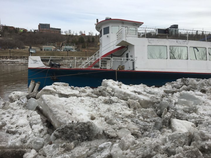 Part of Edmonton Riverboat submerged in North Saskatchewan River ...
