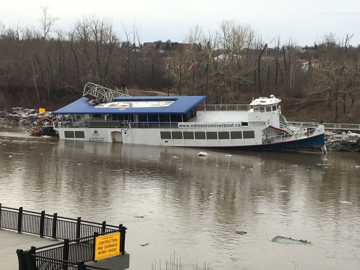 Part of Edmonton Riverboat submerged in North Saskatchewan River ...