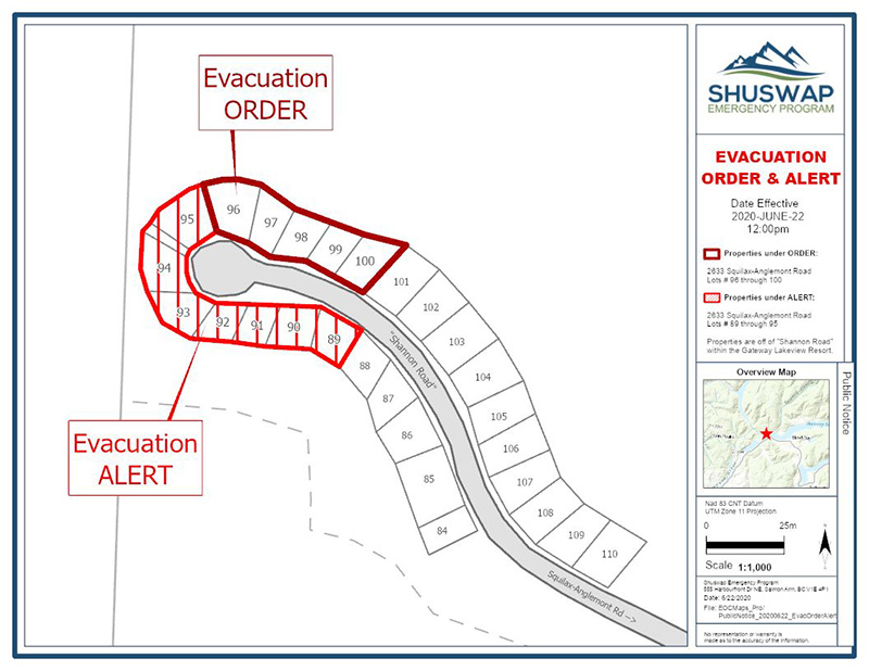 Evacuation order issued for 5 Shuswap properties because of unstable ...