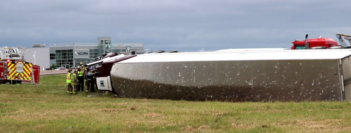 Transport truck flipped over near Moncton airport - New Brunswick ...