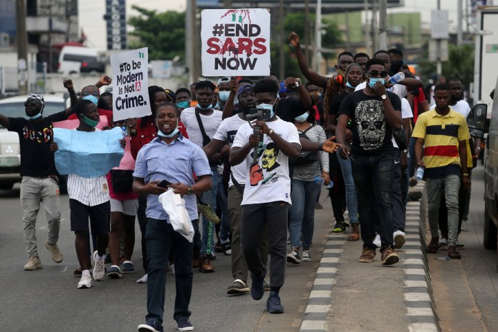 #ShutItAllDown: Demonstrators protesting against Nigerian police take ...