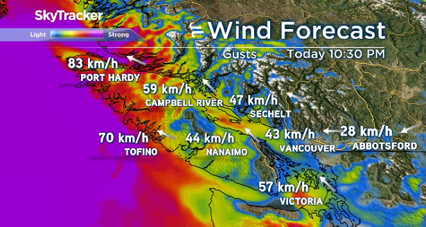 Wind warning issued for northern Vancouver Island | Globalnews.ca