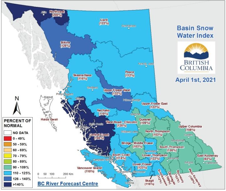 Risk of spring flooding ‘elevated’ due to above normal snowpacks: B.C ...