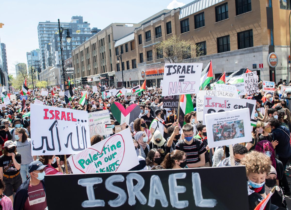 Thousands of Palestinian supporters demonstrate in Montreal against ...