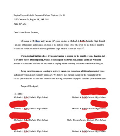 COVID-19: Regina Catholic school students ask officials to re-think ...