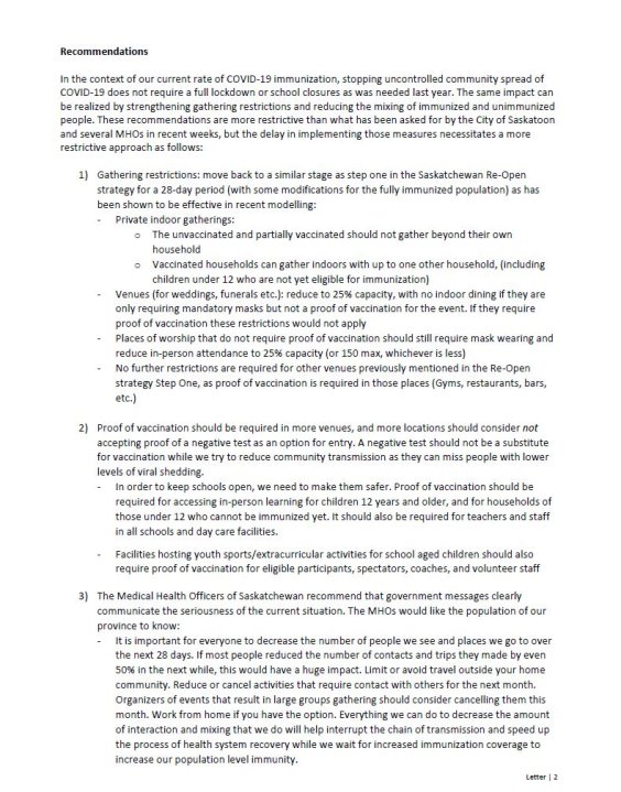 Saskatchewan health advisors ask for more COVID-19 restrictions — again ...