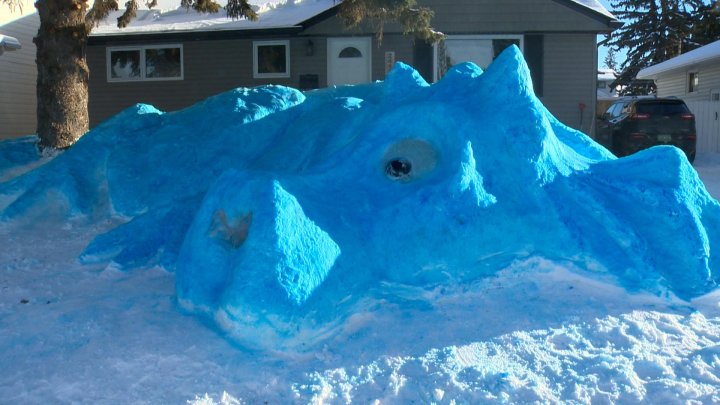 Giant snow dragon returns to Saskatoon, ‘Snomacron’ breathes smoke ...