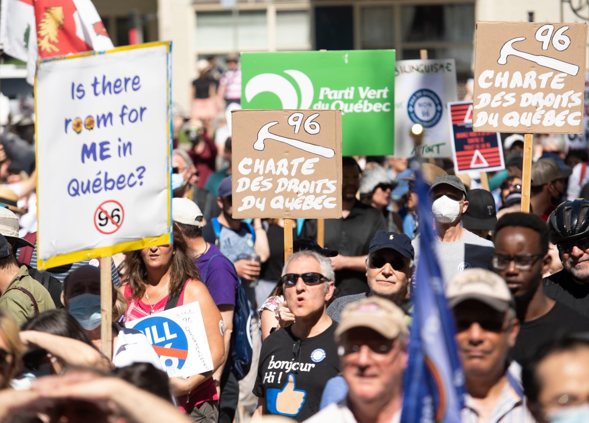 ‘Anxiety and frustration’: Demonstrators protest Quebec language law ...