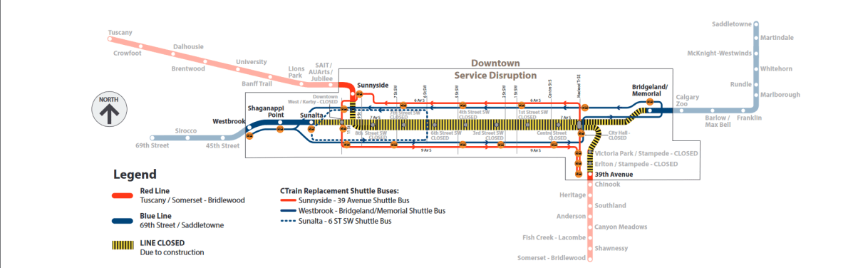 Downtown Calgary train stations to be closed during Victoria Day long ...
