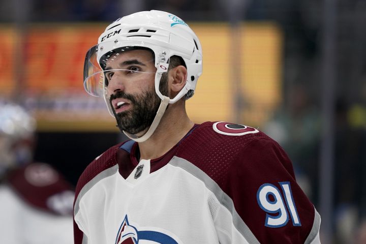 Avalanche forward Nazem Kadri skates with stick for 1st time since ...
