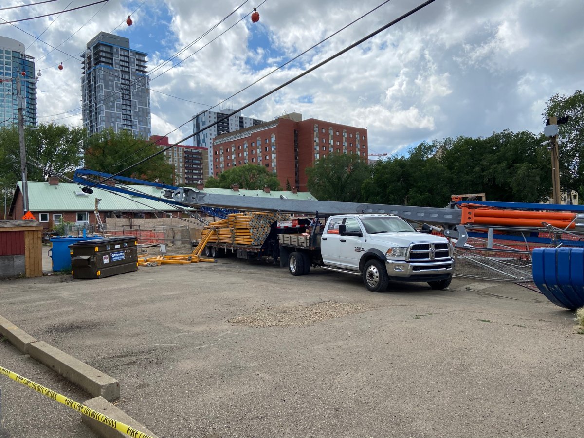 Construction crane falls over at Edmonton building site - Edmonton ...