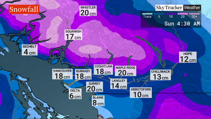 B.C. temperatures plunge with ‘considerable snowfall’ coming Saturday ...
