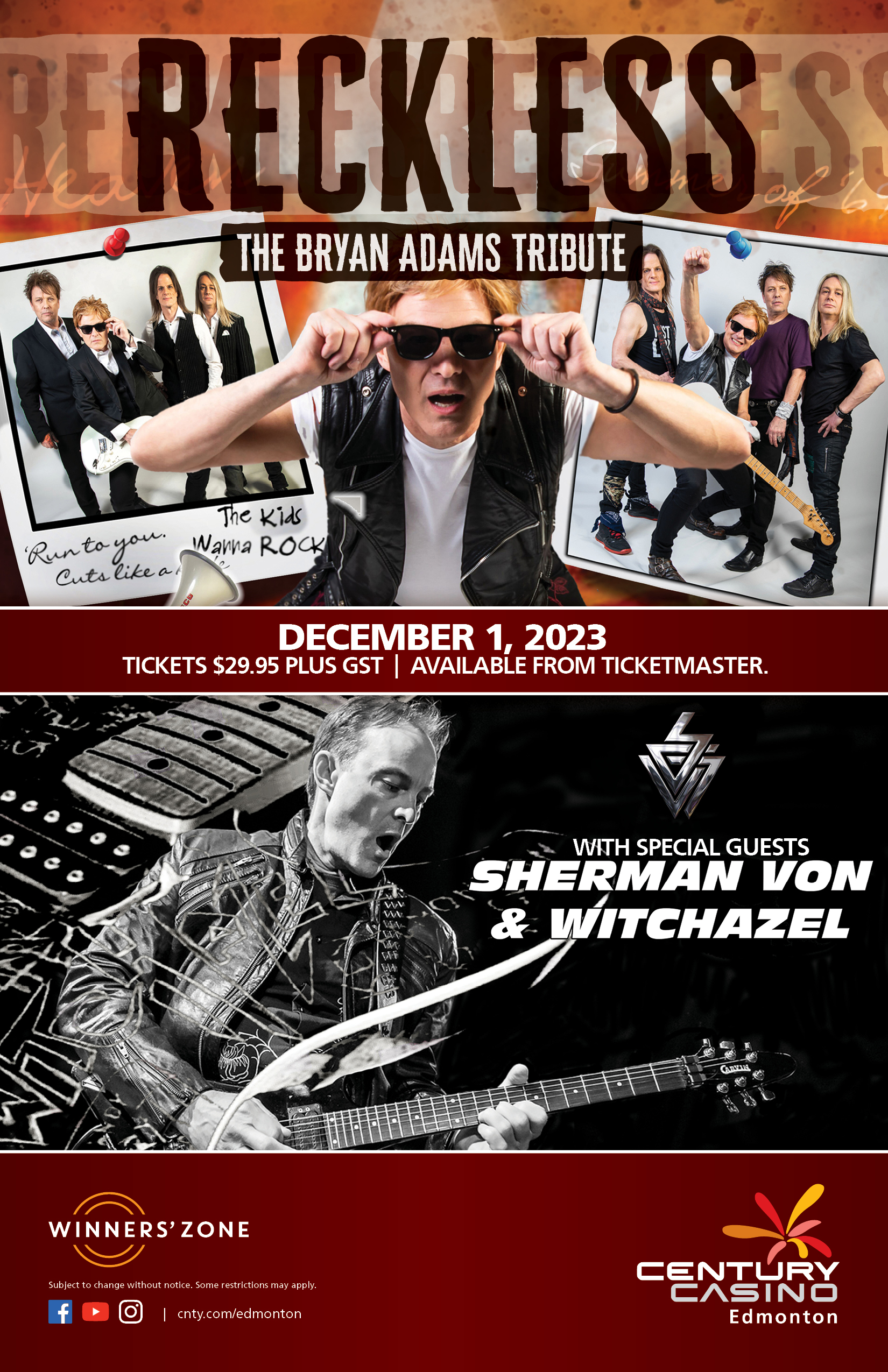 Reckless: Tribute to Bryan Adams with Witchazel ft. Sherman Von Friesen ...