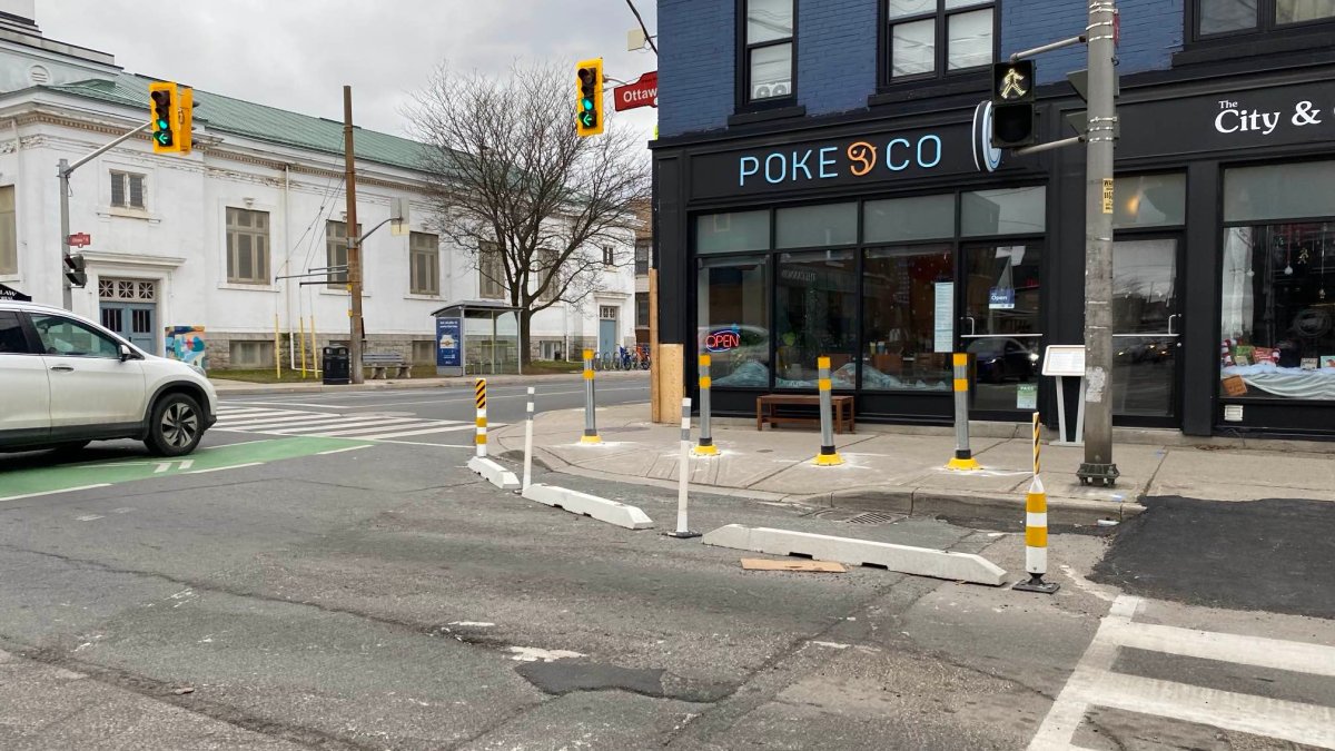 Bollards, bump-outs now fixtures on misaligned Hamilton intersection ...
