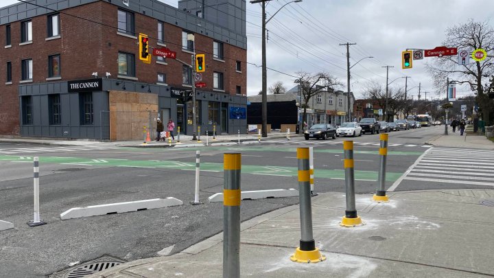 Bollards, bump-outs now fixtures on misaligned Hamilton intersection ...