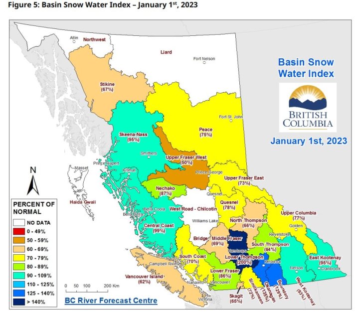 B.C. weather: Snowpack levels for most of province well below normal ...