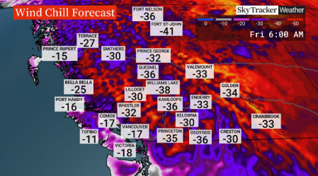 Extreme cold, Arctic outflow warnings cover most of B.C. | Globalnews.ca